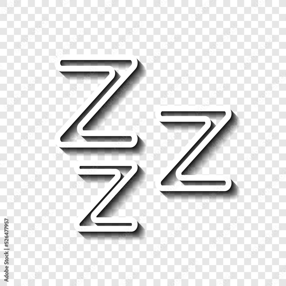 Sleep simple icon vector. Flat design. White with shadow on transparent ...