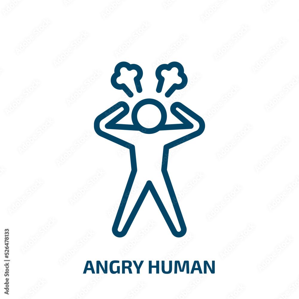angry human icon from feelings collection. Thin linear angry human ...