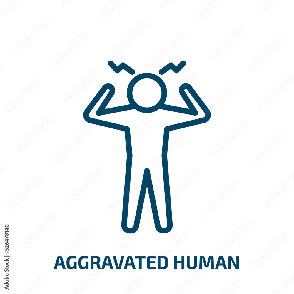 aggravated human icon from feelings collection. Thin linear aggravated ...