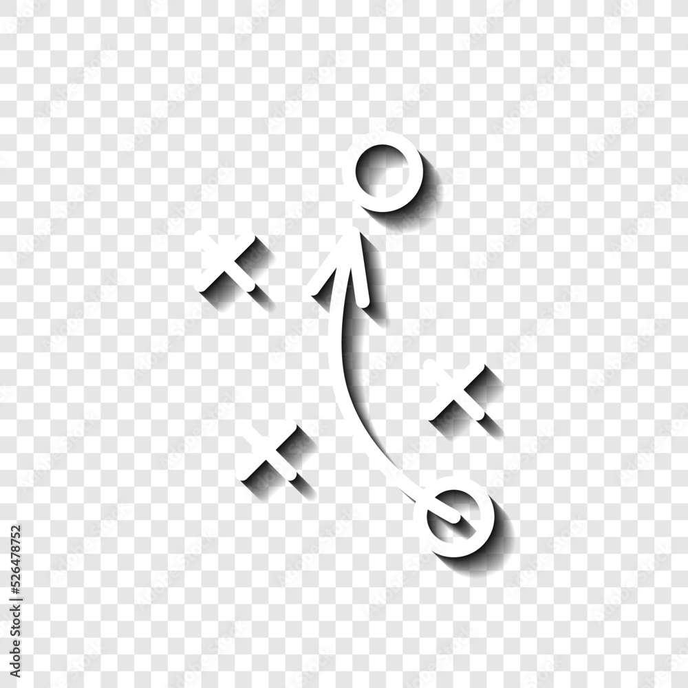 Tactic and strategy simple icon vector. Flat design. White with shadow ...