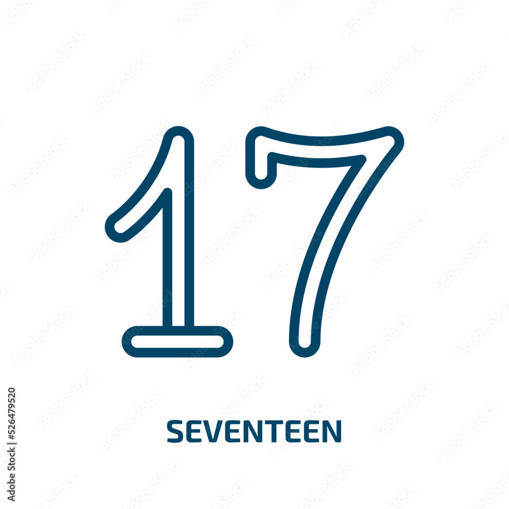 seventeen icon from other collection. Thin linear seventeen, day, 17 ...