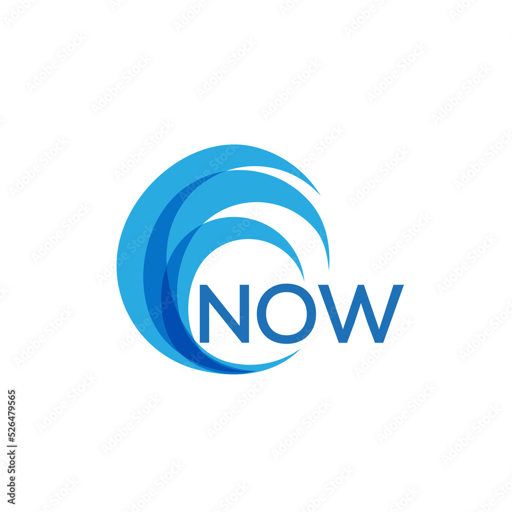 NOW letter logo. NOW blue image on white background. NOW Monogram logo ...