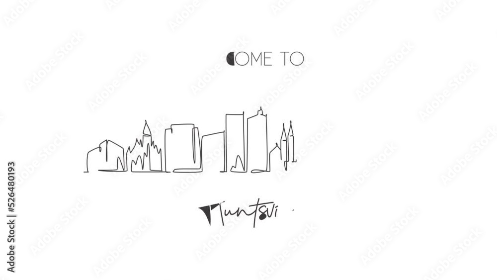 Animated self drawing of one continuous line draw Huntsville city ...