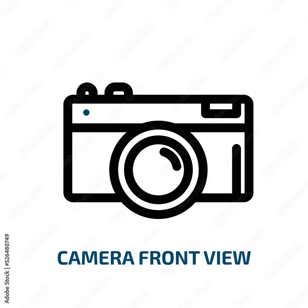 camera front view icon from technology collection. Thin linear camera ...