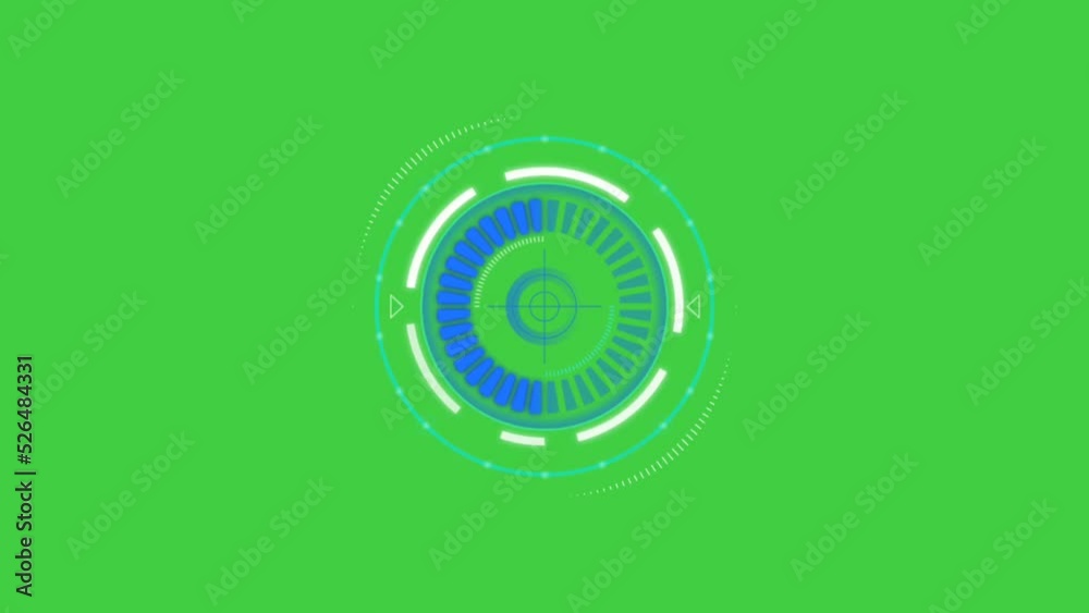 Digital footage of a camera focus overlay loading on a green screen ...