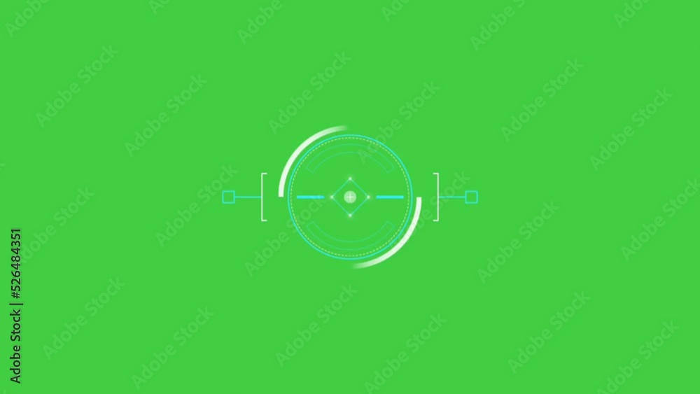 Digital animated footage of a camera focus overlay on a green screen ...