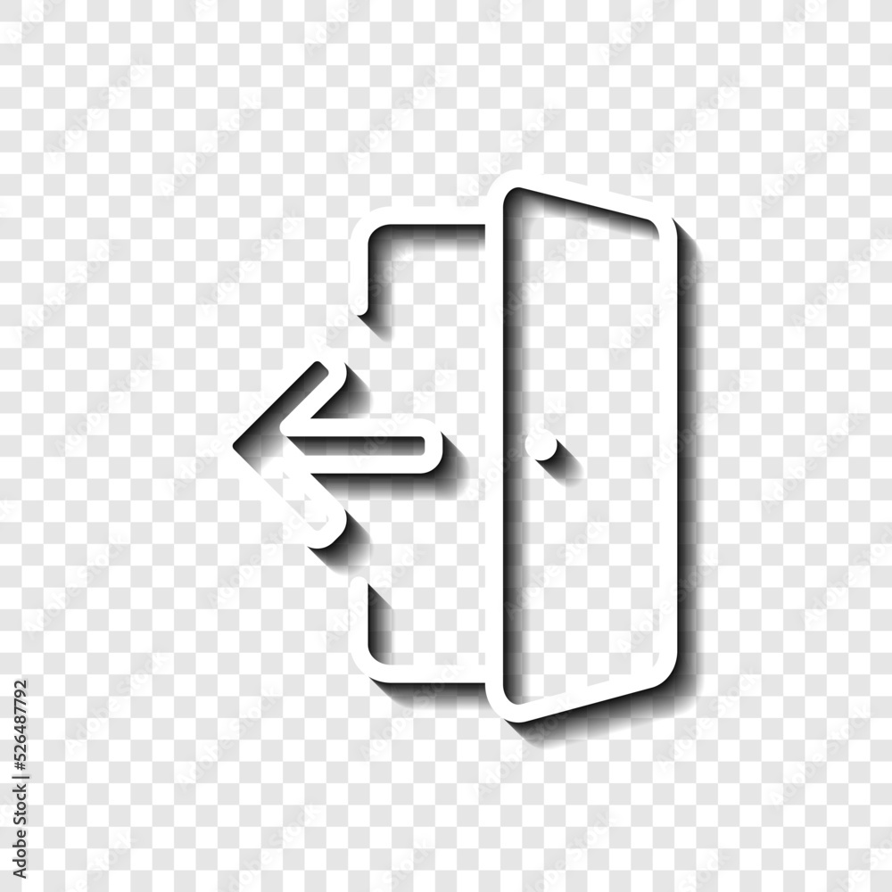 Logout, exit, door simple icon vector. Flat design. White with shadow ...