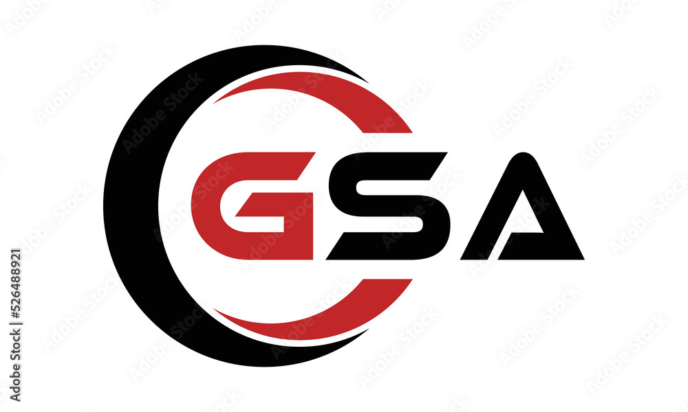 GSA three letter swoosh logo design vector template | monogram logo ...