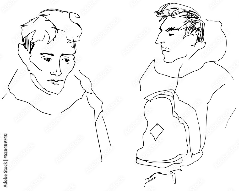 Flat Illustration Young Guy Line Drawing with Phone in Hands. One Line ...