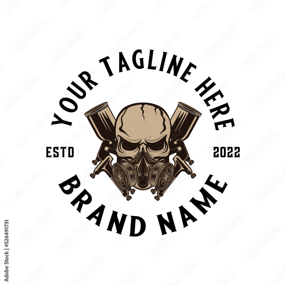 skull vector logo design. skull concept with painting tools, for car ...
