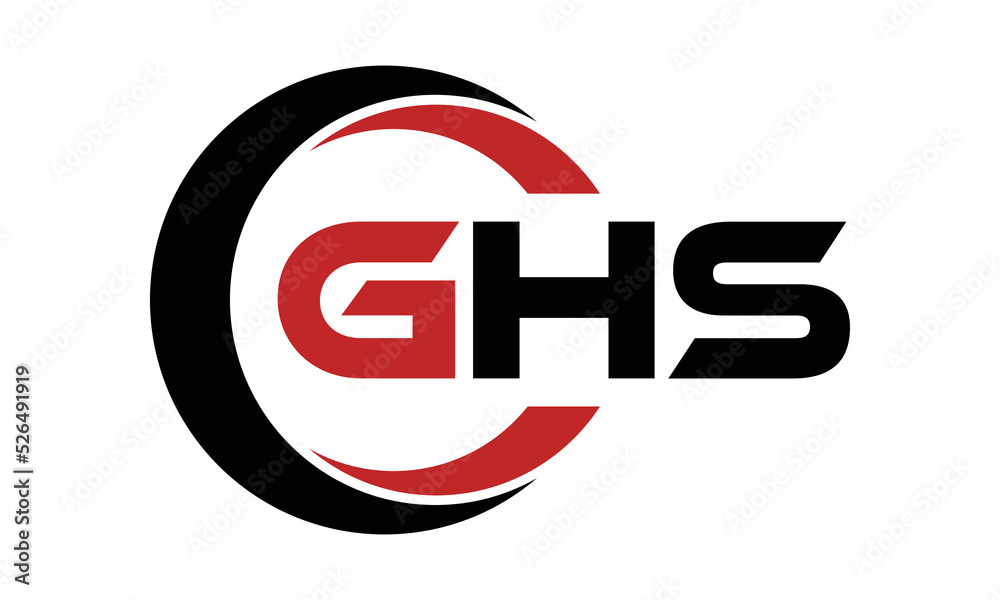 GHS three letter swoosh logo design vector template | monogram logo ...