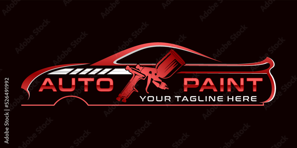 car repair logo design. abstract concept car with painting tools for ...