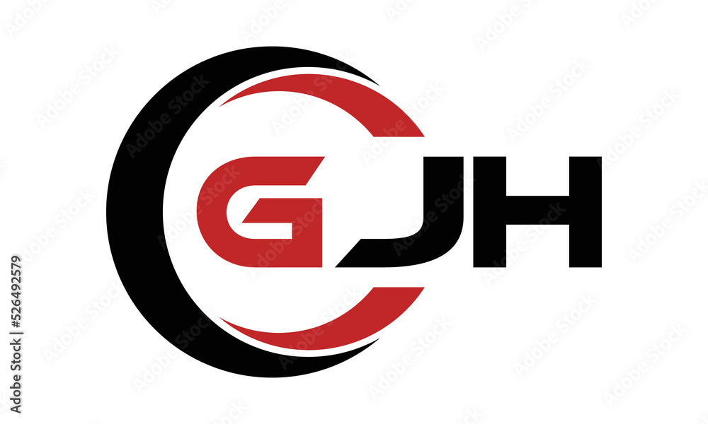 GJH three letter swoosh logo design vector template | monogram logo ...