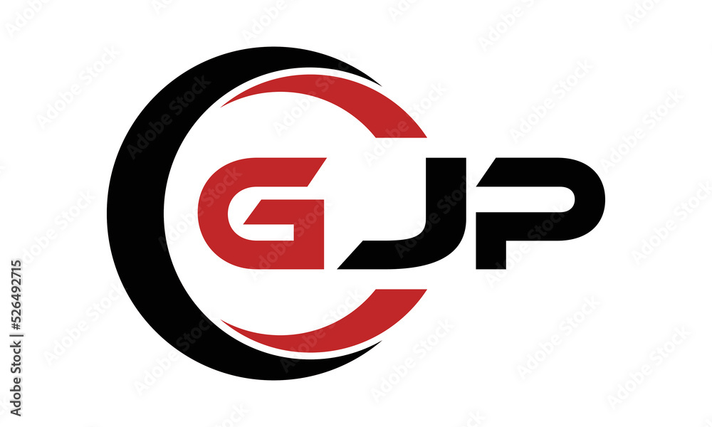 GJP three letter swoosh logo design vector template | monogram logo | abstract logo | wordmark ...