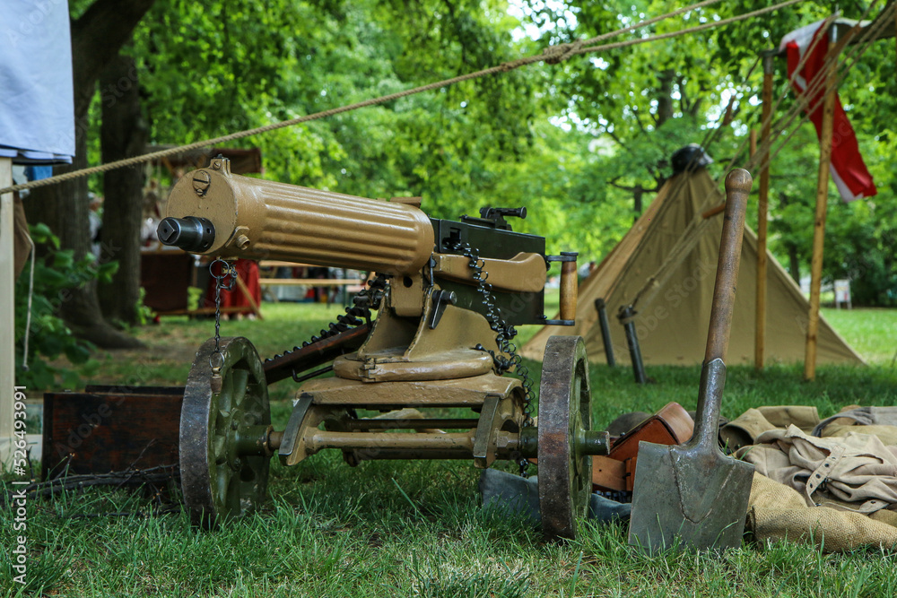 Poster The old and archaic weapon, the Maxim machine gun from the ...
