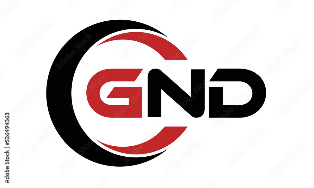 GND three letter swoosh logo design vector template | monogram logo ...