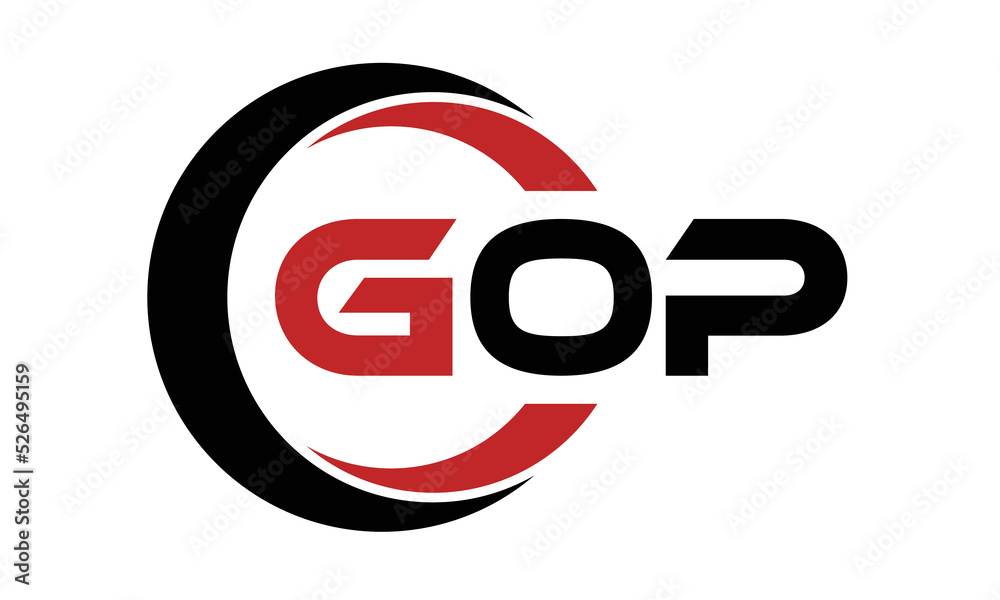 GOP three letter swoosh logo design vector template | monogram logo ...