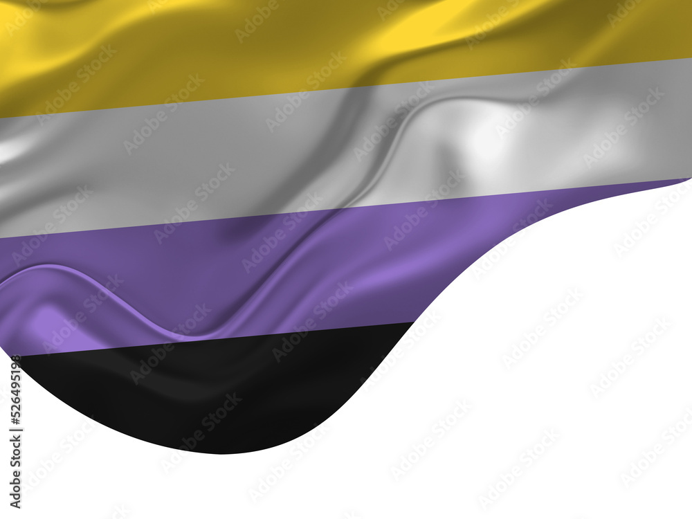 The Non Binary flag (LGBTQ+) isolated on a white background. Top view ...
