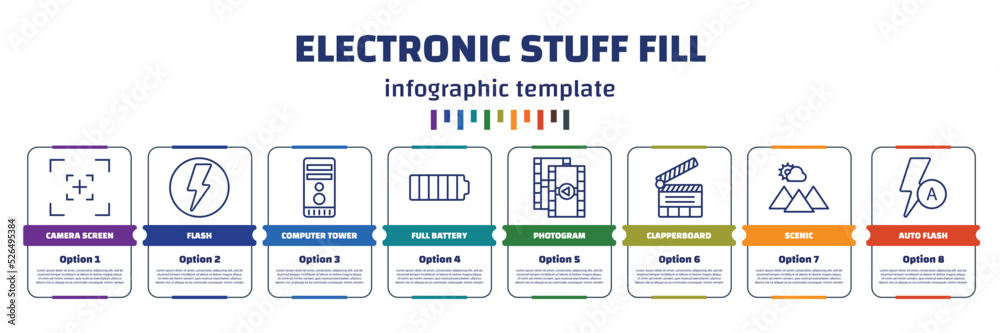 infographic template with icons and 8 options or steps. infographic for electronic stuff fill ...