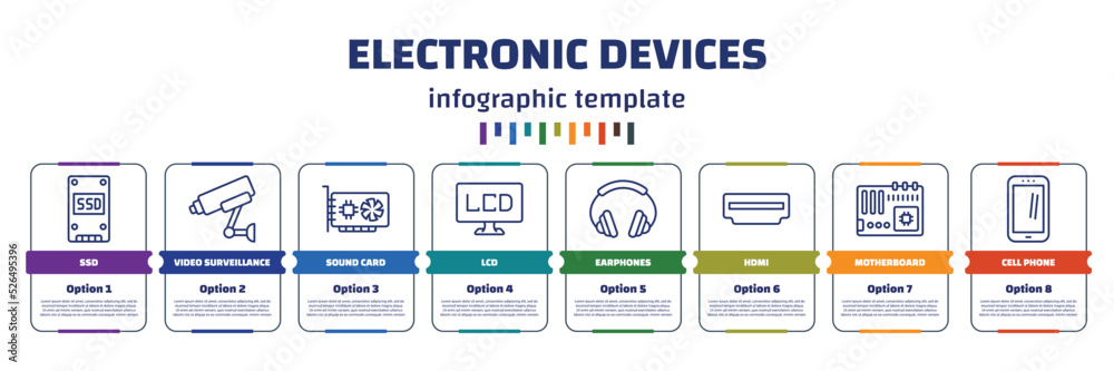 Vetor de infographic template with icons and 8 options or steps ...