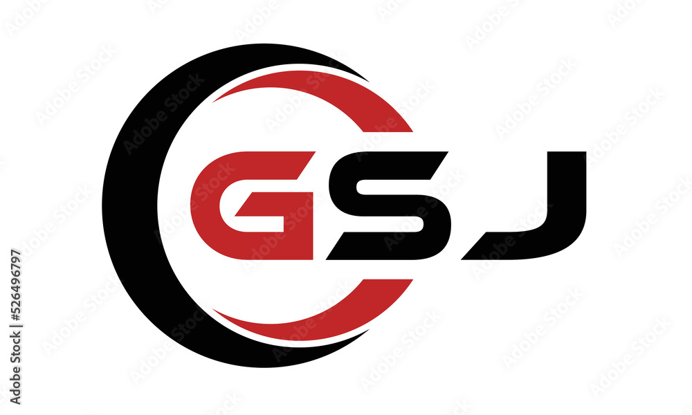 GSJ three letter swoosh logo design vector template | monogram logo ...