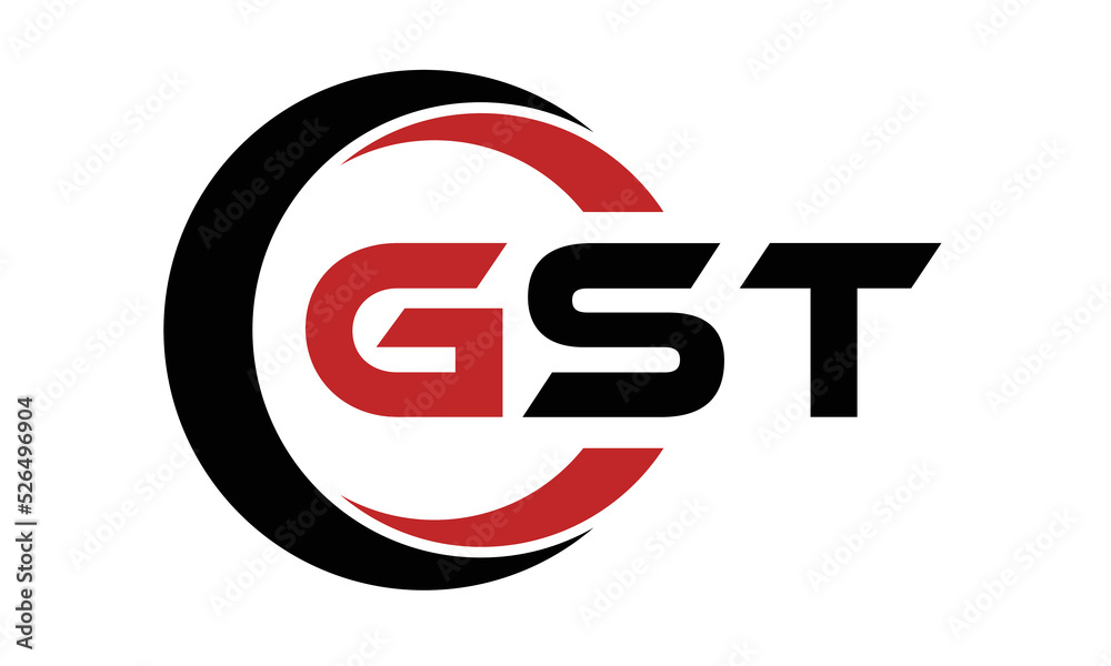 GST three letter swoosh logo design vector template | monogram logo ...