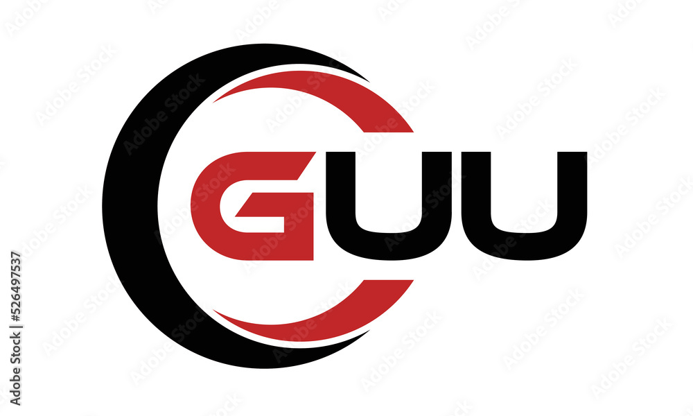 GUU three letter swoosh logo design vector template | monogram logo ...