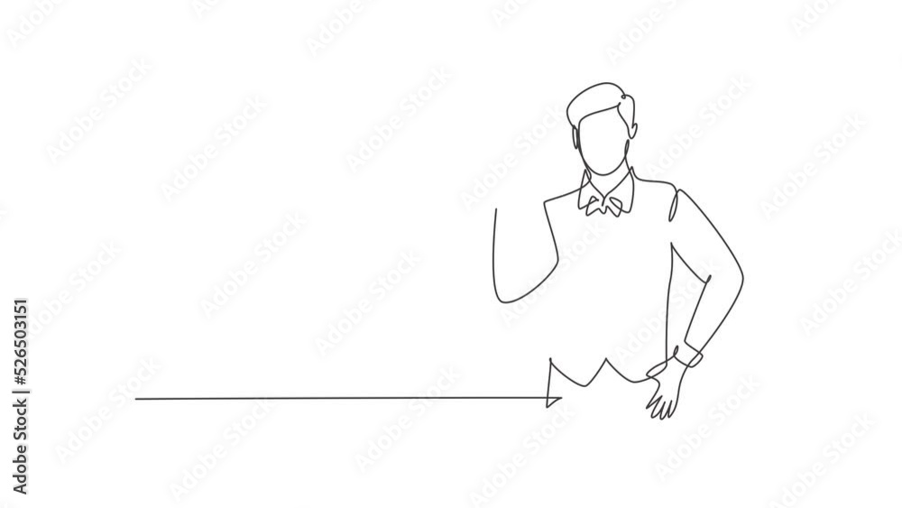 Self drawing animation of single one line draw steward with gesture ...