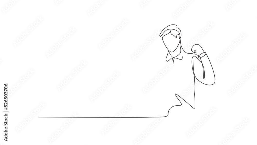 Animated self drawing of continuous line draw steward with celebrate ...