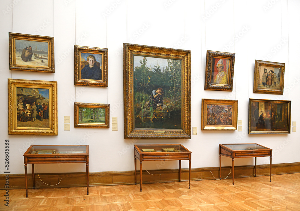 State Tretyakov Gallery, art gallery in Moscow, Russia. Hall of famous ...