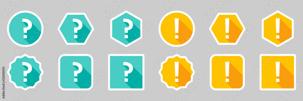 Question mark Icon Set, FAQ sign, Help symbol. Exclamation mark Icon ...