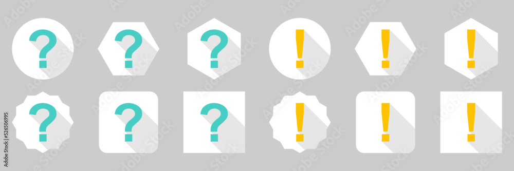 Question mark Icon Set, FAQ sign, Help symbol. Exclamation mark Icon ...