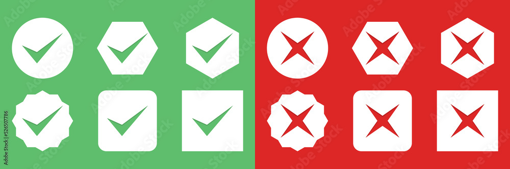 Check and wrong marks Icon Set, Tick and cross marks, Accepted,Rejected ...
