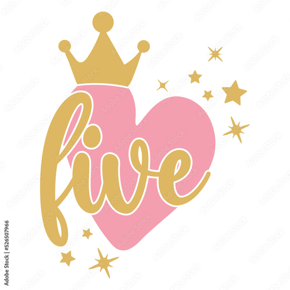 5th Birthday, Five Birthday Baby fifth year anniversary. Princess Queen ...
