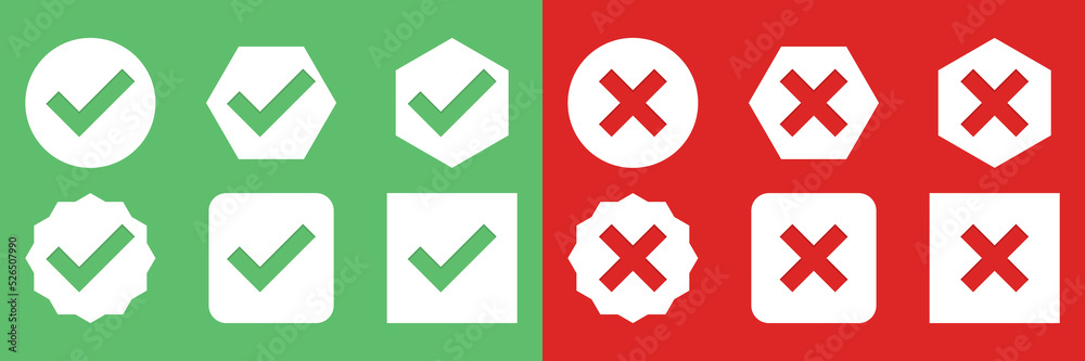 Check and wrong marks Icon Set, Tick and cross marks, Accepted,Rejected ...