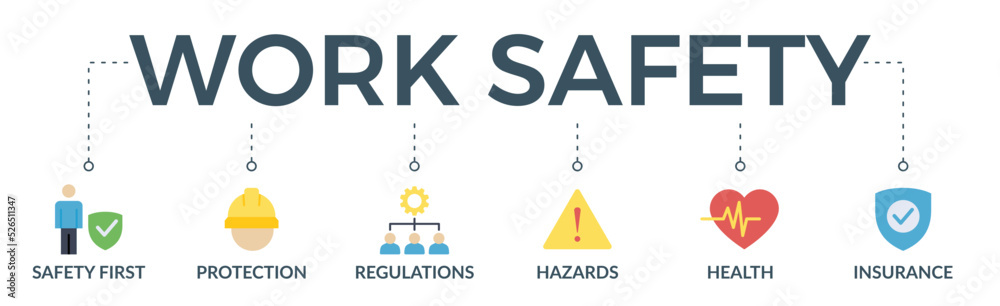 Work safety banner web icon vector illustration for occupational safety ...