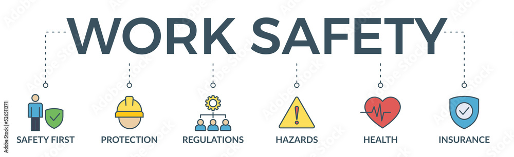 Work safety banner web icon vector illustration for occupational safety ...