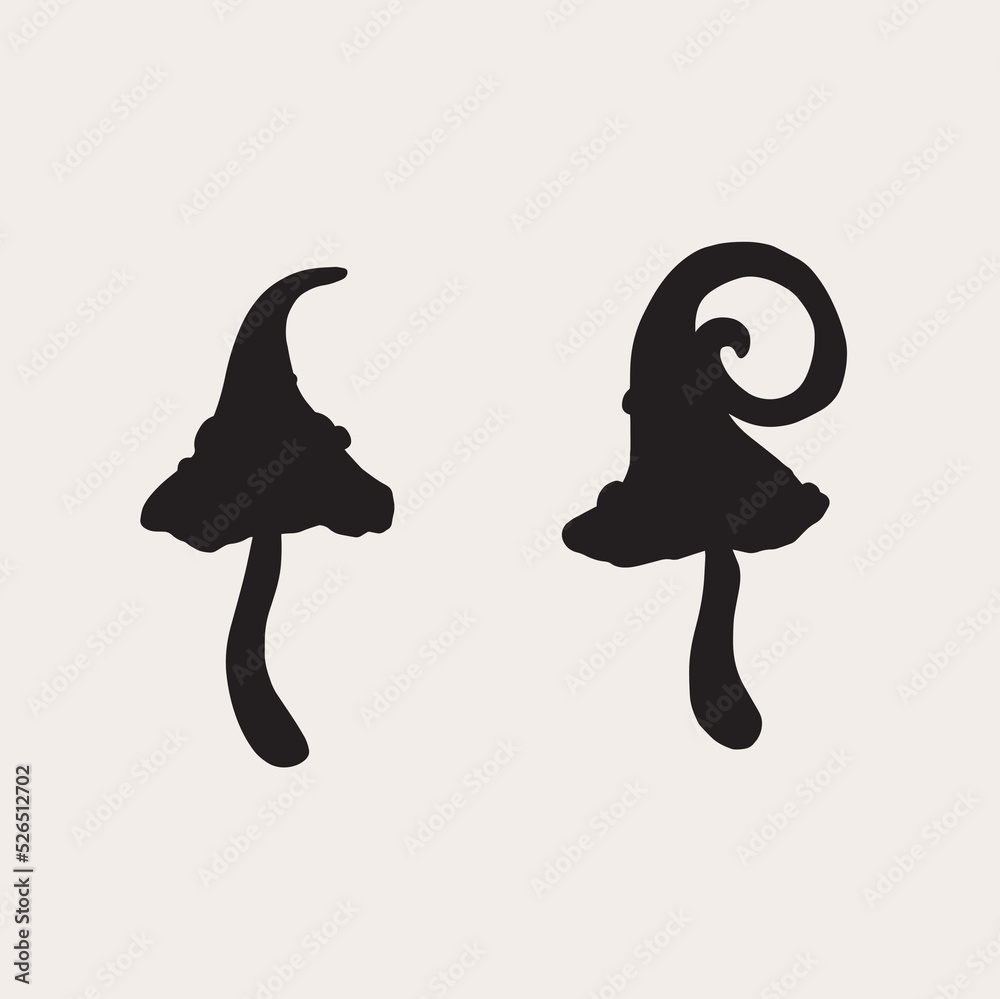 Simple Magic Mushrooms Line Art Mushroom Vector Art Stock Vector