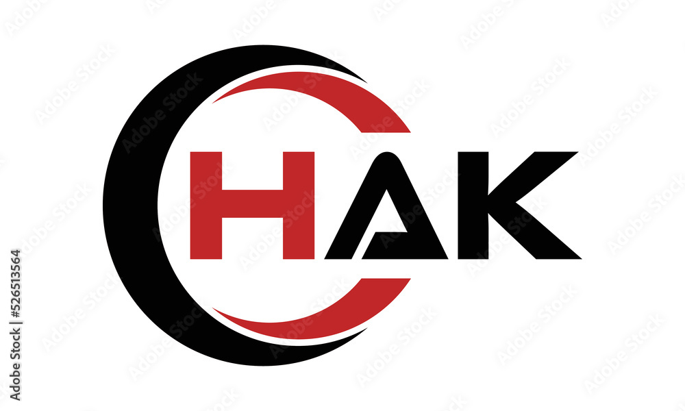 HAK three letter swoosh logo design vector template | monogram logo ...