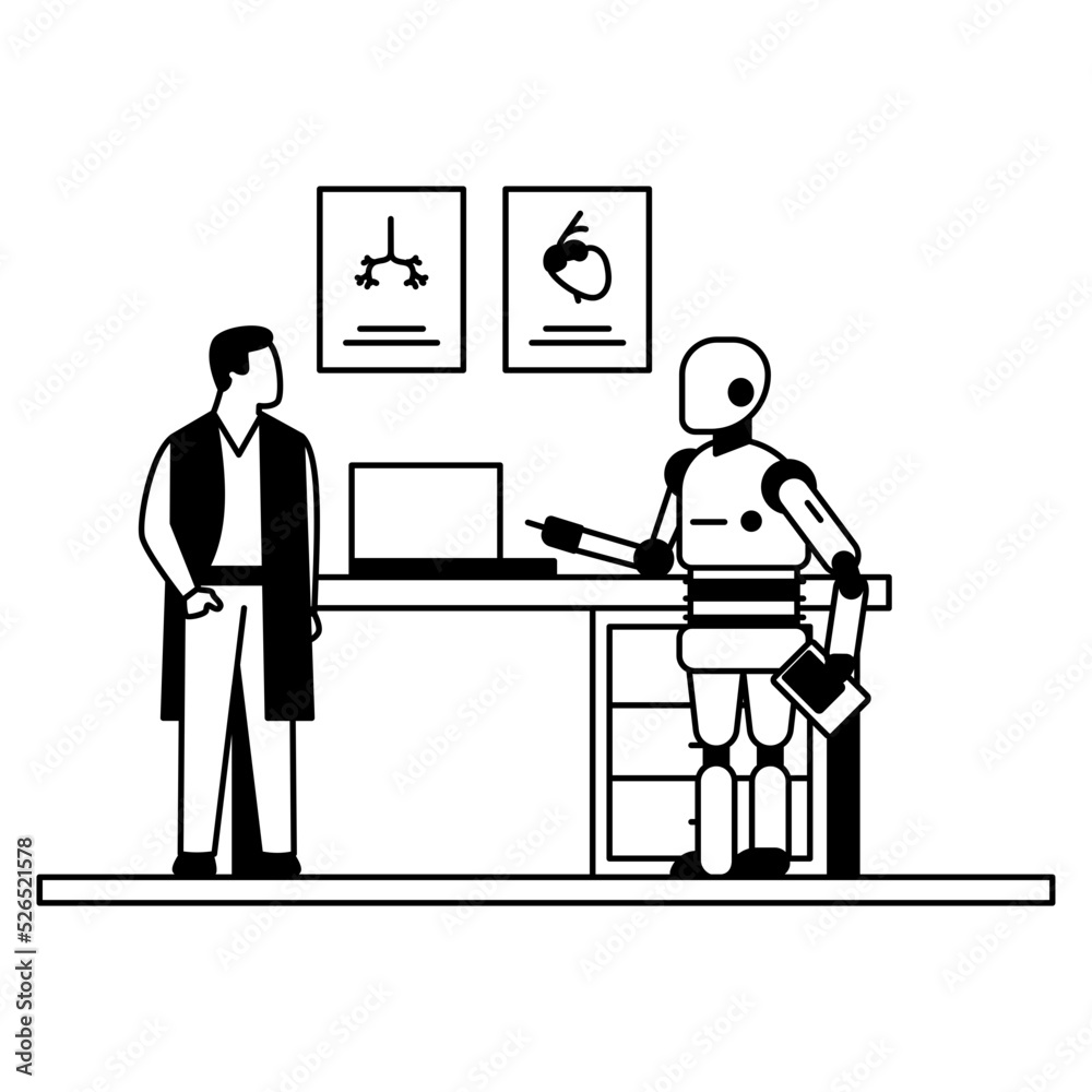 cobot revolutionizing healthcare vector icon design, Robotic medicine ...