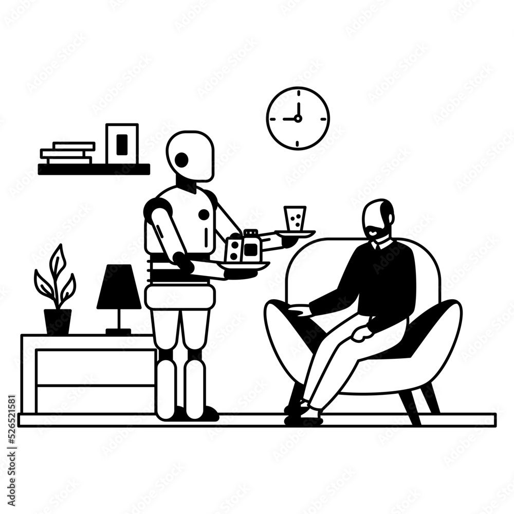 Physically Assistive cobot vector icon design, Robotic medicine symbol ...