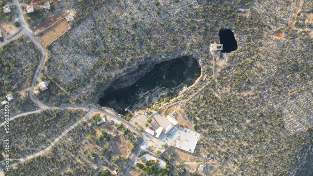 Aerial view of Caves of Heaven and Hell (Chasm of Heaven and Pit of ...