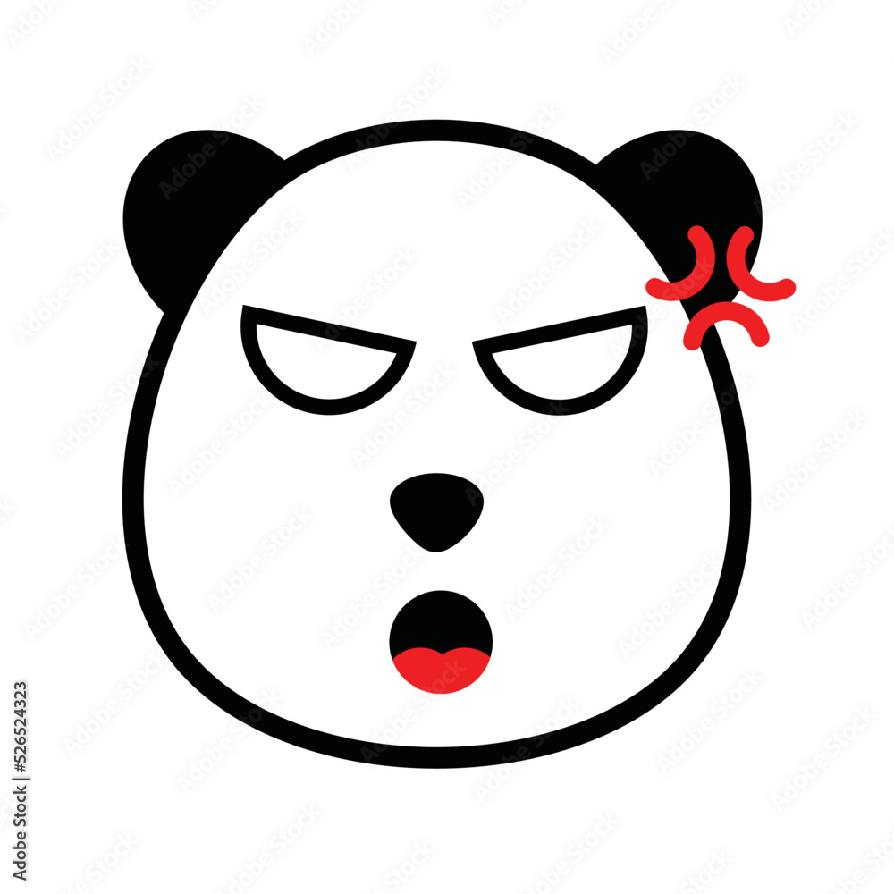Angry baby panda. Baby panda face. Emoji of a baby panda. Stock Vector ...