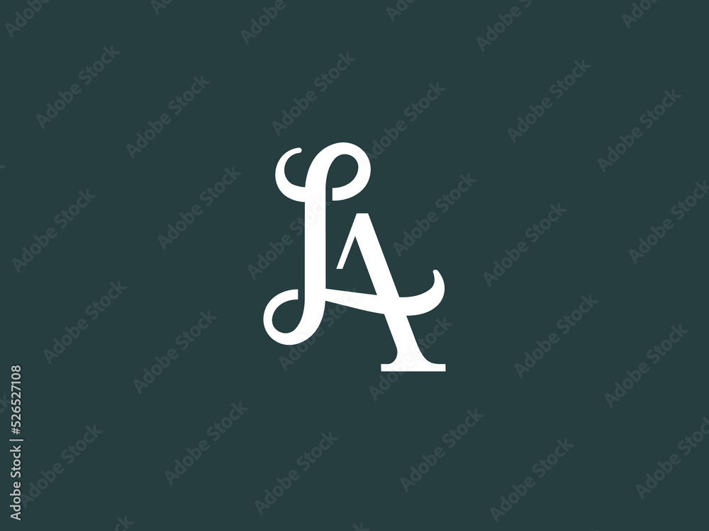 Modern classic LA monogram with cursive and serif fonts combined ...