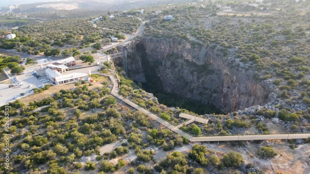 Aerial view of Caves of Heaven and Hell (Chasm of Heaven and Pit of ...