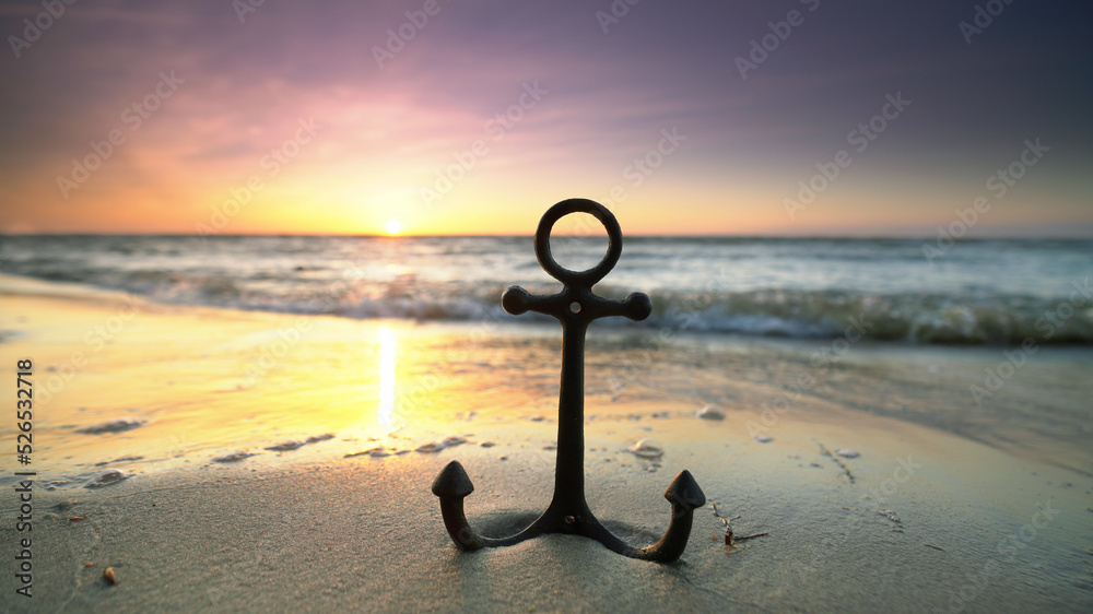 Anker am Strand im Herbst Stock Photo | Adobe Stock