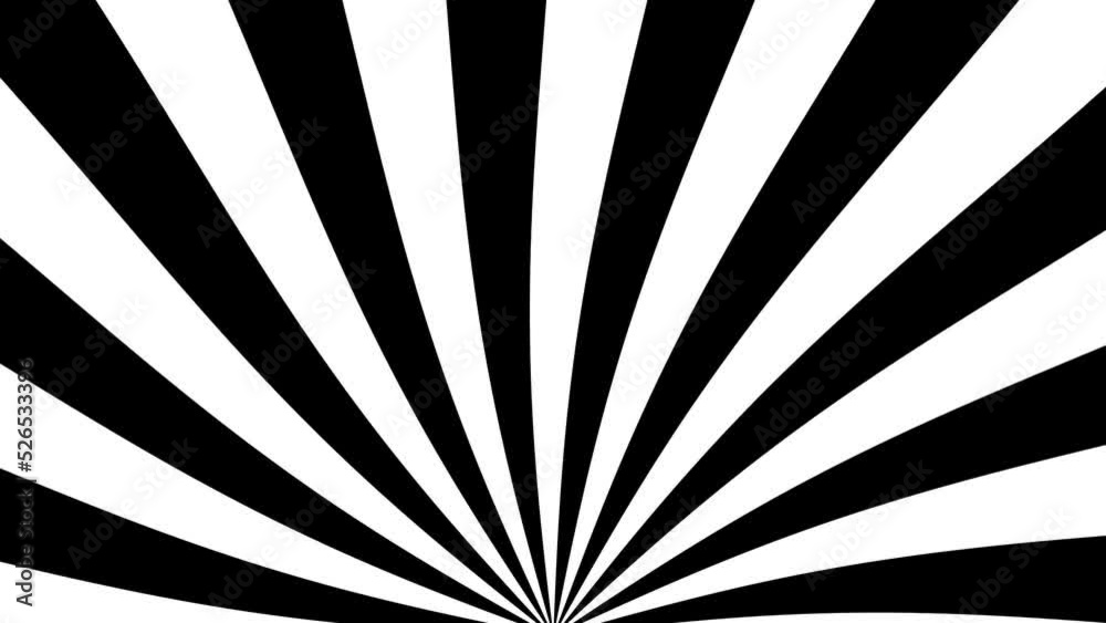 Animated footage with rays and rotation. Black and white optical ...