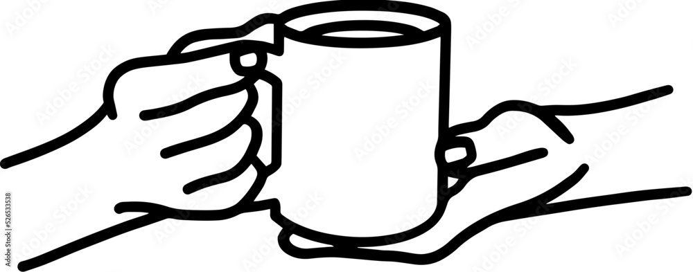 hand holding cup outline drawing Stock Vector | Adobe Stock
