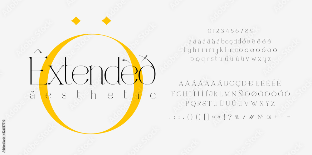 Extended ''Aestethic'' alphabet. Lowercase and Uppercase included ...