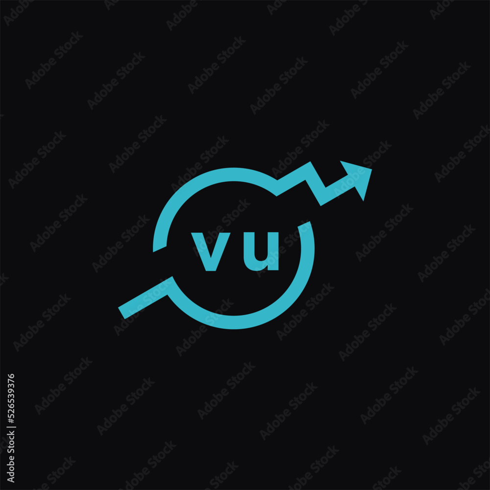 Initial letter VU growing outline, triangle and particle style designs ...